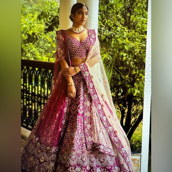 Dresses | Elegant Angad Singh Designer Crimson Bridal Embroidered ...
